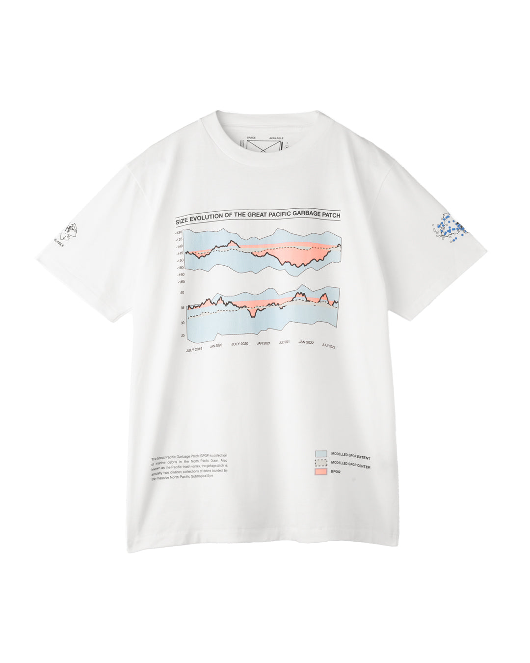SPACE AVAILABLE - GREAT PACIFIC GARBAGE PATCH TEE (WHT)｜Baby's all right ONLINE STORE